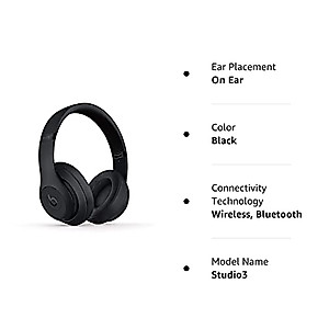 Beats Studio3 Wireless Headphones - Matte Black (Renewed)