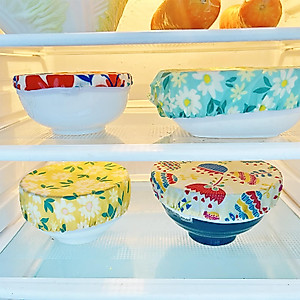 Reusable Beeswax Bowl Covers - Food Cover Stretch Edging, Stretchable Beewax Wrap, Elastic Storage Wraps for Storage Containers，set of 3