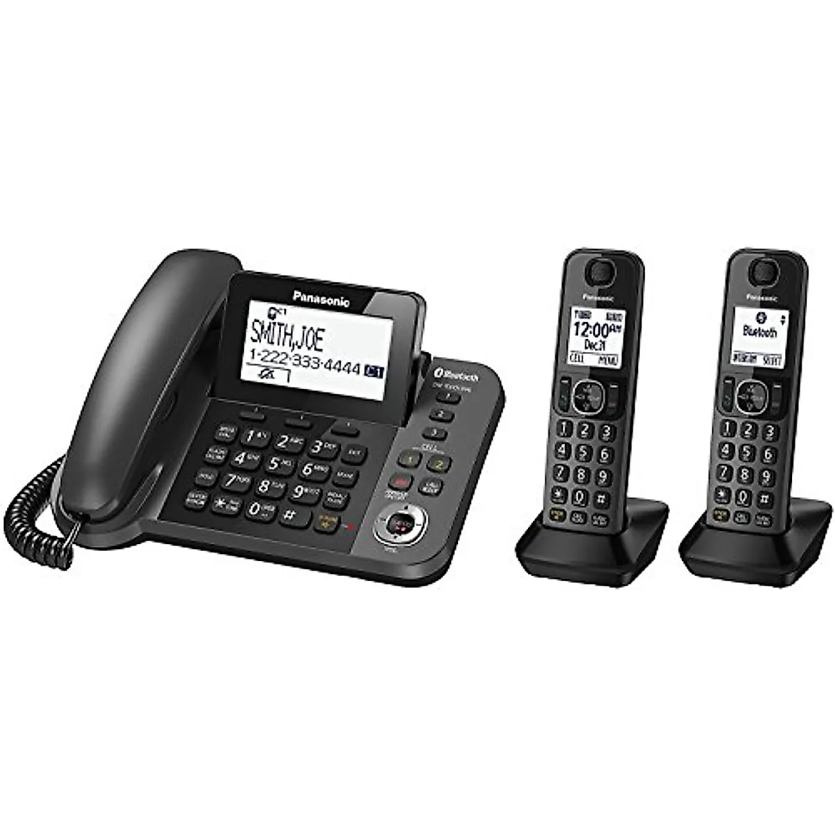 Panasonic KX-TGF382M Link2Cell Bluetooth Corded/Cordless Cordless Phone and Answering Machine with 2 Cordless Handsets (Renewed)