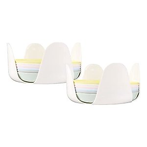 (2-Set) Upgrade RV Plate Holder, Dish Stacking Organizer - Small Stacker Fits Up to 7 1/4” Plates - with Non-Slip Backing - Protect Plates During Travel