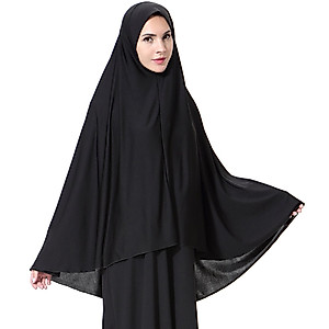 Women's Elegant Modest Muslim Islamic Ramadan Soft Lightweight Jersey Hijab Long Scarf, Black, M