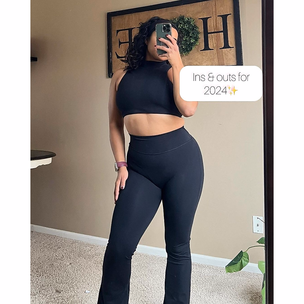 Aoxjox Flare Leggings for Women Trinity Tummy Control High Waisted Wide Leg Yoga Pants 31" (Black, Small)