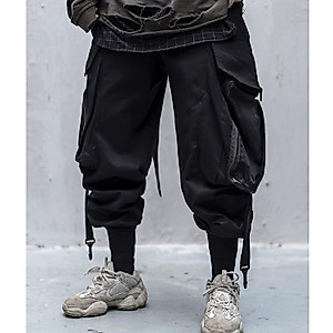 Niepce Inc Men's Japanese Streetwear Techwear Cargo Pants (Medium) Black