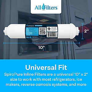 SpiroPure Inline Filter NSF Coconut Shell Granular Carbon Water Filter with 1/4" Quick-Connect, 2" x 10" (1 Pack)
