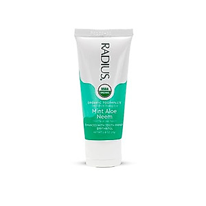RADIUS USDA Organic Toothpaste Travel Trial Size 0.8 oz Non Toxic Chemical-Free Gluten-Free Designed to Improve Gum Health & Prevent Cavity - Mint Aloe Neem - Pack of 3