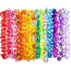 Joyin Toy 36 Counts Hawaiian Leis Bulk, Tropical Flower Lei Hawaiian Lei Beach Hawaii Luau Party Favors Decoration Birthday Party Supplies(3 Dozen)