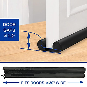 Adjustable Under Door Draft Stopper - Effectively Blocks Cold Air, Wind, Dust, and Reduces Noise - 30" Length