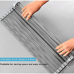 Seropy Roll Up Dish Drying Rack Over The Sink Dish Drainer for Kitchen Sink 17.5 x 15.7 Inch and Clothes Drying Racks for Laundry Foldable 10 Clips 6 Pack Sock Hanger