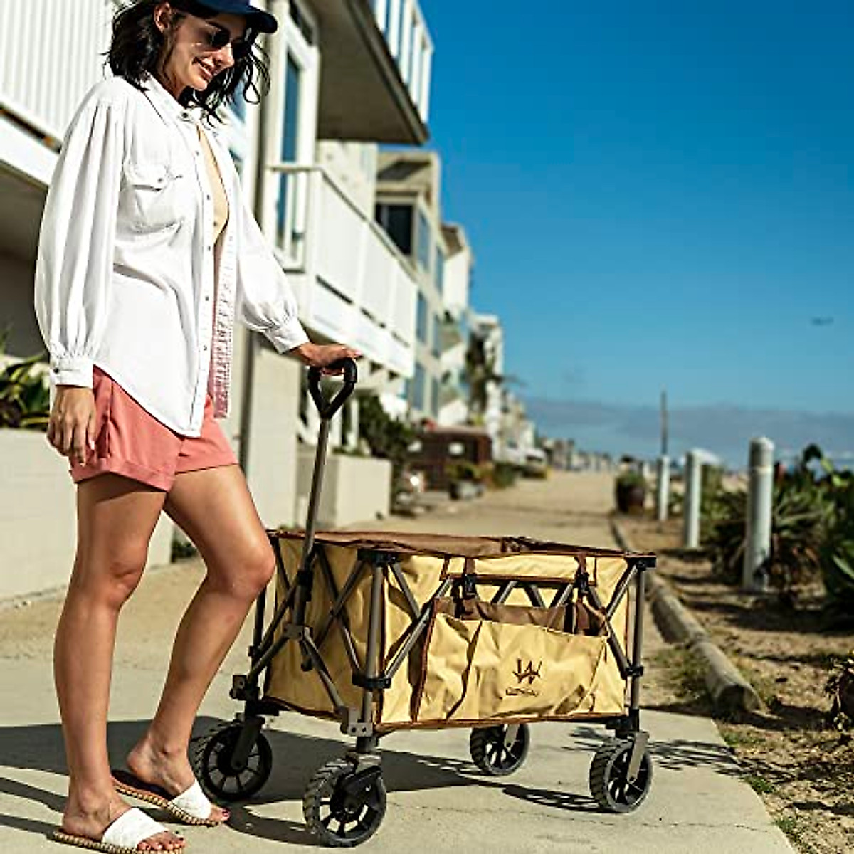 Whitsunday Folding Collapsible Utility Camping Park Cart - Heavy Duty Outdoor Park Beach Cart, Grocery Wagon for Camping, Sports, Shopping