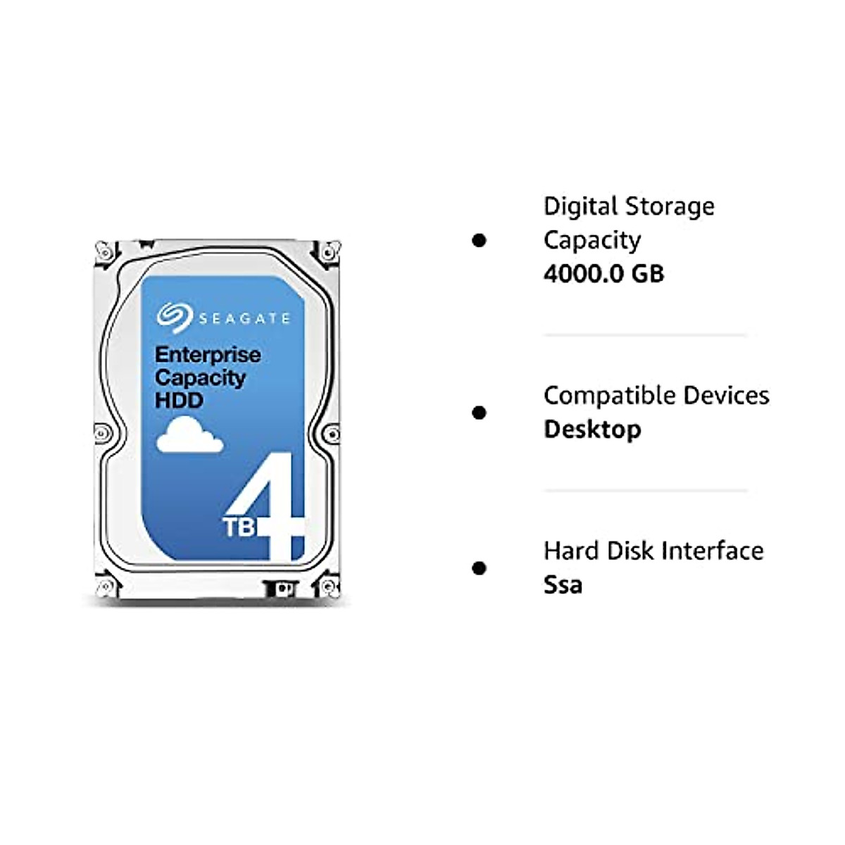 Seagate Enterprise Capacity 3.5 | ST4000NM0035 | 4TB 7.2K RPM 128MB Cache 3.5in SATA 6Gb/s | 512n | FIPS 140-2 | Enterprise Internal Hard Disk Drive (Renewed)