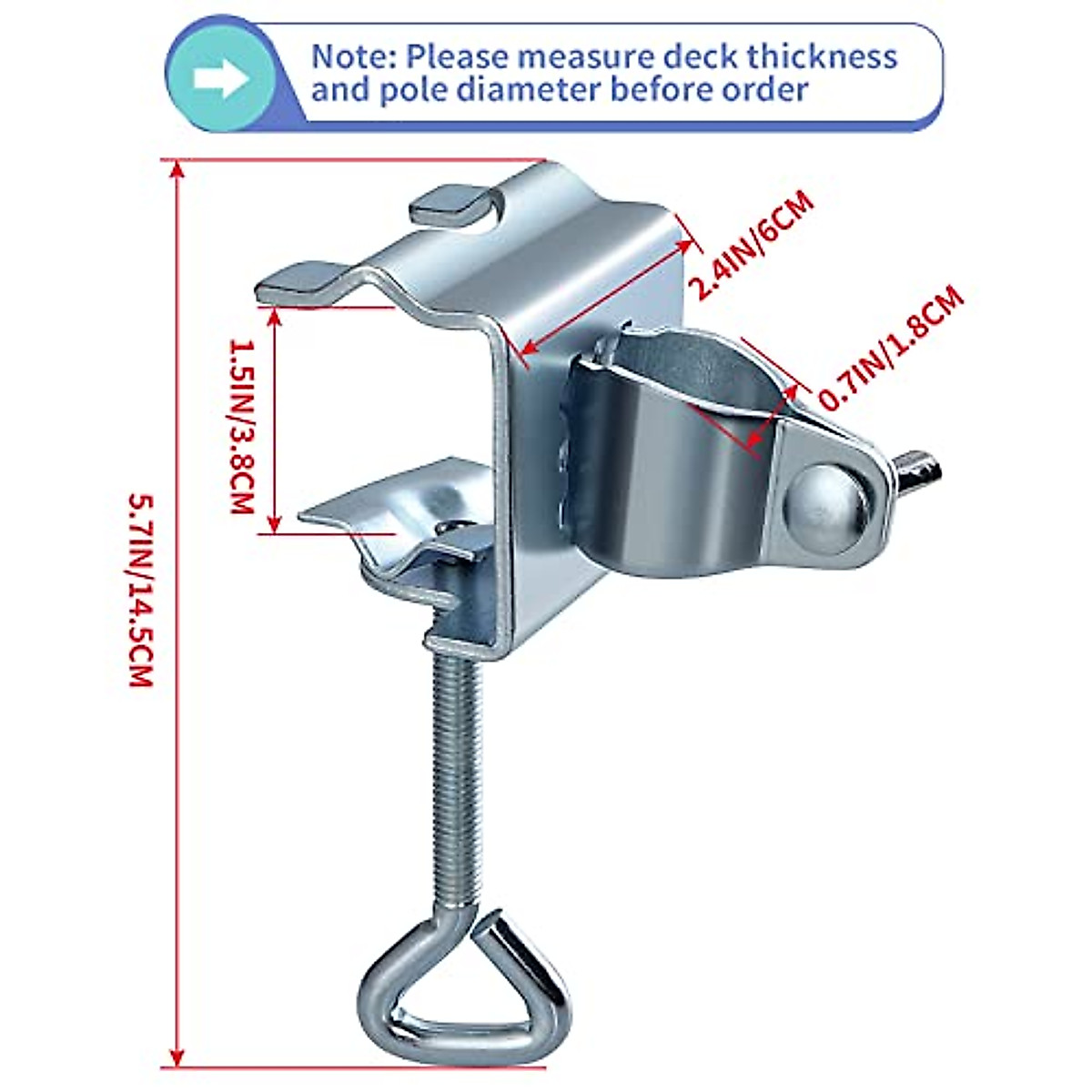 MOLIGOU Deck Umbrella Clamp, Parasol Holder Clip, Patio Balcony Umbrella Stand Clip, Mount to Railing