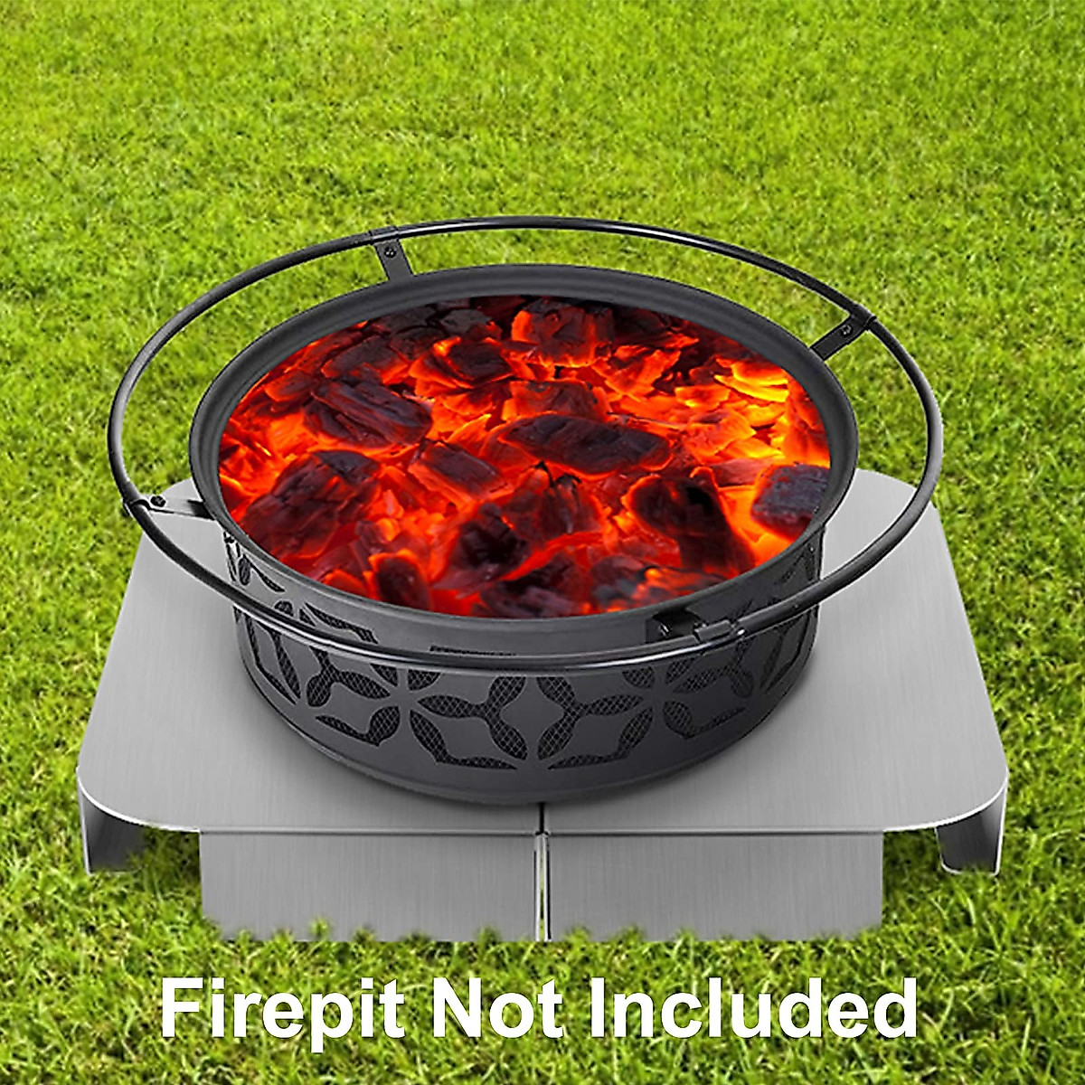 VEVOR Fire Pit Heat Shield, 26 x 26 inch Deck Defender & Grass Guard, High Temp Fire Pit Heat Deflector, Fire Pit Mat for Grass Lawn Guarding, Fire Pit Pad for Outdoors, Bonfires, Wood Burning, Square