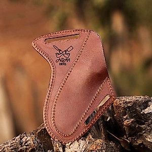 ADAM KNIVES Leather Knife Sheath For Belt, Slanted Pancake Sheath, Tooled Leather Sheath, Beautiful Cow Boy Bull Cutter Knife Leather Cover 100% Real Leather (Leather)