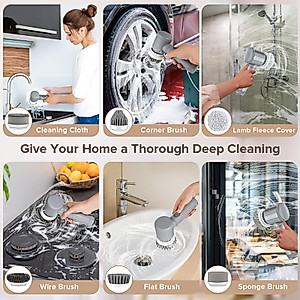 LEKISHE Electric Cleanning Brush 2024 Electric Scrubber for Bathroom with 6 Replaceable Heads,Handheld Spin Scrubber,Effortlessly for Showers, Floors, Grout