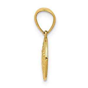 IceCarats 14K Yellow Gold San Benito Round Small Necklace Charm Pendant 36mm x 10mm Only