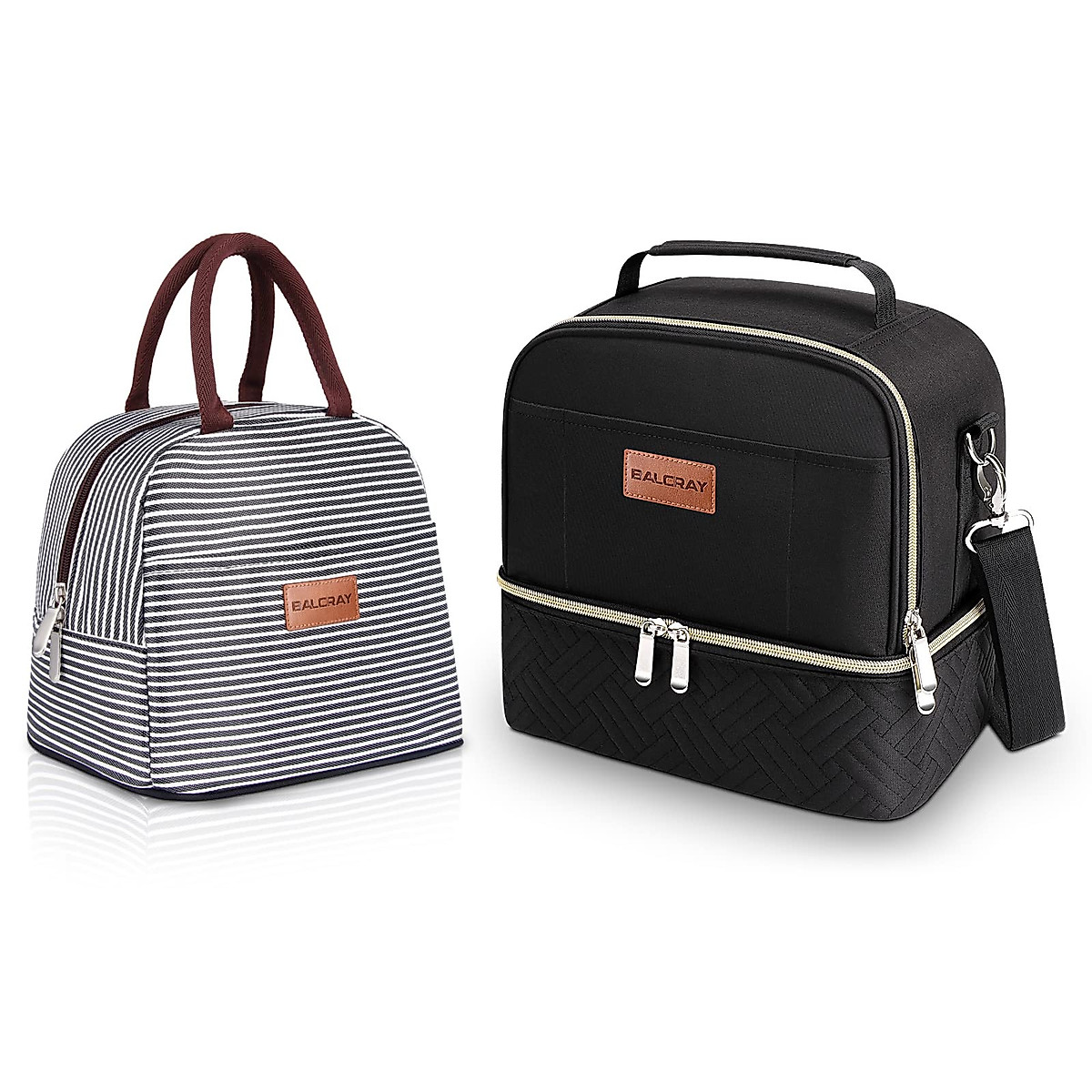 BALORAY Lunch Bag Women Men, Double Deck Lunch Box Insulated Lunch Bag for Adults Work Office Picnic, Leakproof Cooler Bag with Adjustable Shoulder Strap
