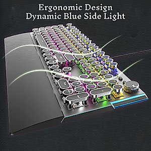 Mechanical Gaming Keyboard with Mouse Combo Multifunctional Mouse Pad 104 Keys White LED Backlit Keyboard with Palm Wrist Typewriter-Style USB Wired Gaming Keyboard for PC Mac Laptop