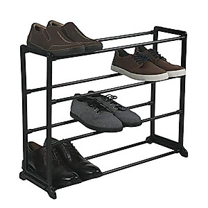 Simplify Stackable Shoe Rack | Holds 12 Pairs of Shoes | Maximize Closet & Bedroom Space | Good for Sneakers | Boots | Loafers | Heels | Slippers | Black