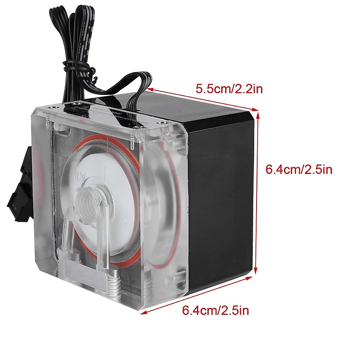 Mute Water Pump,PC Water Cooling Integrated Water Pump Support PWM Intelligent Control Speed,Universal G1/4 Threaded Pipe Connection,D Port + 4 Pin Interface