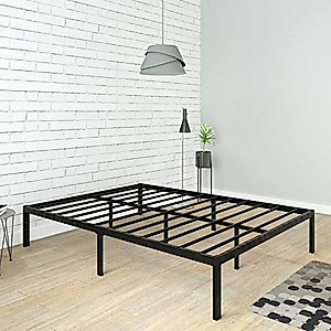 AMBEE21 CastleBeds Minimalistic Full Size Metal Platform Bed Frame with Storage | Black | Sleek Black Design