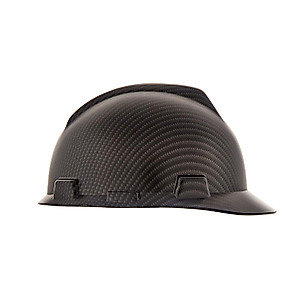 MSA 10204777 Hydro Dip V-Gard Cap Style Safety Hard Hat With Fas-Trac III Ratchet Suspension | Polyethylene Shell, Self Adjusting Crown Straps - Standard Size in Sport Carbon