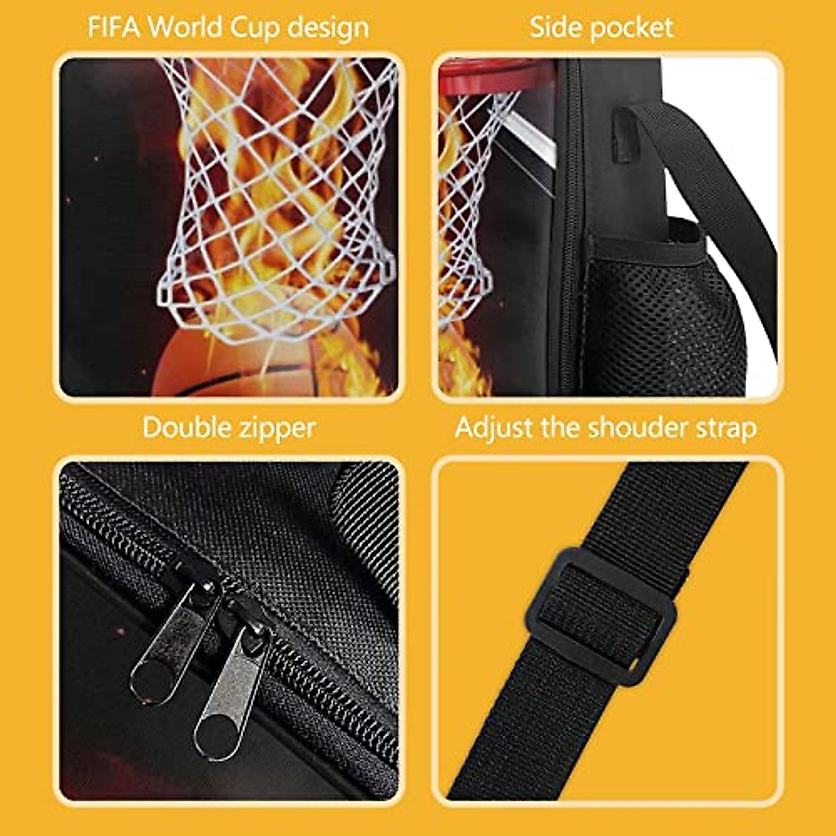 PAUSEBOLL Basketball Lunch Bag for Boys, Insulated Lunch Bag for Adult Teens Girls, Reusable Portable Lunch Box Cooler Tote Waterproof Lunch Container for School Office Picnic