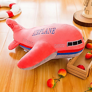 NatureMan 15.7" Airplane Plush Stuffed Toys Aircraft Plush Pillow Model Plane Toys,Children's Room Decoration for Kids (Pink)