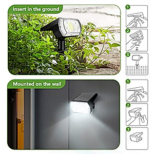 BriSunshine Solar Spot Lights Outdoor,IP65 Landscape Spotlights Waterproof Solar Powered for Yard Garden,2 in 1,Auto ON/Off (6 Pack/64 LED/3 Modes)