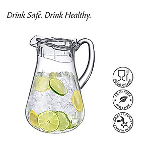 Amazing Abby - Droply - Acrylic Pitcher (64 oz), Clear Plastic Water Pitcher with Lid, Fridge Jug, BPA-Free, Shatter-Proof, Great for Iced Tea, Sangria, Lemonade, Juice, Milk, and More