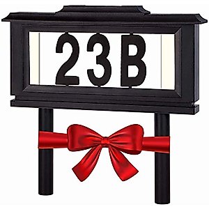 Lighted House Numbers Address Sign - Solar Lighted Address Numbers Signs for Houses or for Yard - Led Light up House Numbers - Solar House Number Sign Auto On at Night Off at Daylight