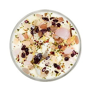 Rose Candle by New Moon Beginnings - Floral Scented Candle - Dried Flower & Crystal Candles - Love Candle - All Natural Soy Candle