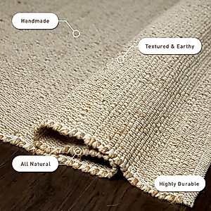 Chardin home Jute Rugs Collection- 2x5 Feet Jute Braids Rug, Boho, Rustic, Natural Jute/Ivory, Hand Woven Long Runner Rug for Bedroom, Living Room, Kitchen and entryways