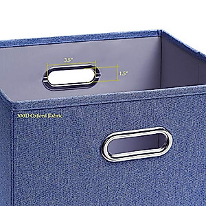 SunnyPoint Cloth Foldable Storage Basket Bin, Foldable Storage Cube Boxes Fabric Drawer with Metal Handle for Closet Shelf, Cabinet, Bookcase (11", Beige)