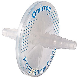 Omicron 200050X PTFE Venting Filter Disc, 60 psi Maximum Operation Pressure, 50 mm, 0.45 µm Sterile, Individually Packed (Pack of 10)