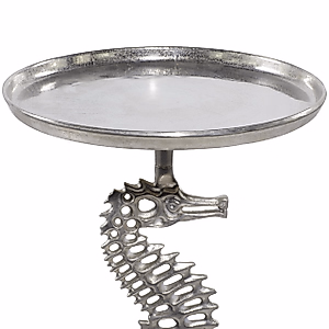 Deco 79 Aluminum Metal Sea Horse Side End Accent Table End Table, Side Table 16" x 16" x 29", Silver