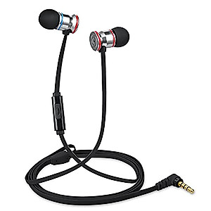 Betron MK23 Earphones Wired in-Ear Headphones with Microphone Noise Isolating Earbud Tips Strong Bass 3.5mm Jack Tangle-Free Flat Cable for Phones iPhone iPad iPod MP3 Players Tablets Laptops