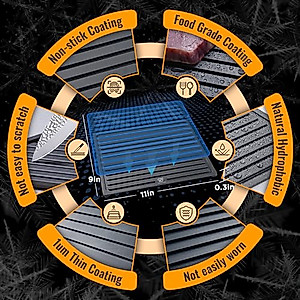 4T7 Defrosting Tray for Frozen Meat Quick Thawing, 8MM Extra Thick Plate Board for Steak Pork Chicken, with Grooves to Catch Drips, Non-Stick Thawing Tray Easy to Clean (Defrosting Tray Only)