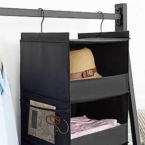 DonYeco 4-Shelf Hanging Closet Organizers and Storage, Collapsible Closet Storage Organizer with 4 Side-Pockets, for RV Wardrobe Camp, Hanging Organizer for Shoes Toys Baby Clothes