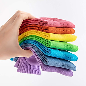 MINI PANDA Girls Socks,Little Girl Socks,Socks for Girls 6-8 Years,Long Socks for Girls 9 Pairs (9 colors, 6-8 Years)