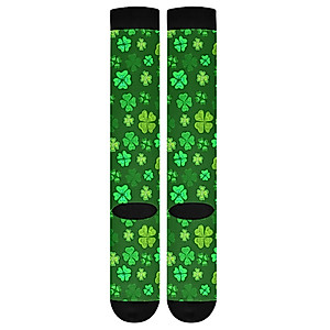 Wusikd Patrick Green Clover Compression Socks for Women and Men Circulation Shamrock Long Socks for Athletic Running 1