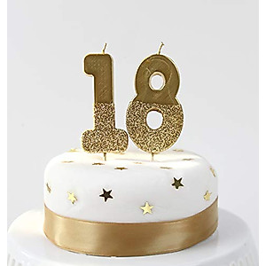 Gold Glitter Number 1 Birthday Candle| Premium Quality Cake Topper Decoration | Pretty, Sparkly For Kids, Adults, Teenagers, 1st Birthday Party, 18th, 21st, Anniversary, Milestone Age