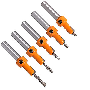 MTSAS 5Pcs Carbide Tip 8mm Shank HSS Woodworking Countersink Router Bit Set Screw Extractor Remon Demolition for Wood Milling Cutter