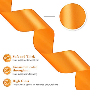 Sagaat Orange Ribbon 1-1/2 Inch 50 Yards, Solid Satin Ribbon for Flower Bouquet, Crafts, Gift Wrapping, Bridal Invitations, Hair, Festival and Party Decorations