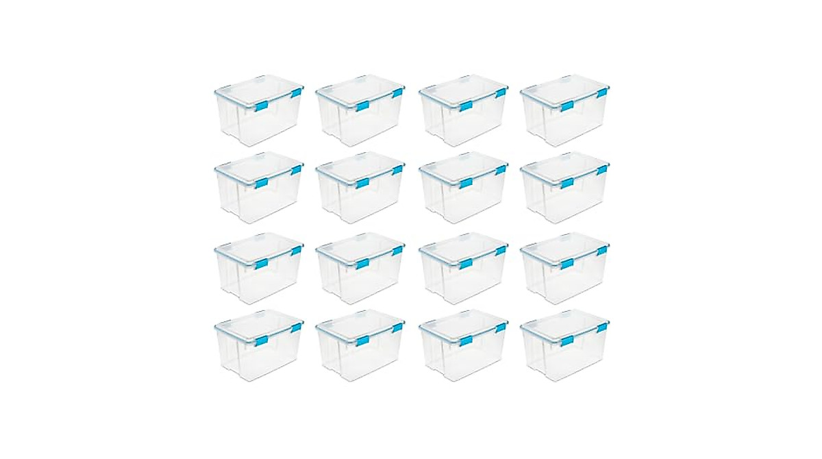 Sterilite Gasket Box 32 Quart - 8 Pack of Stackable Bins