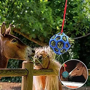 FROATS 3 Pcs Horse Treat Ball Feeder Toy, Goat Horse Hay Ball Horse Toys, Silicone Goat Feeder Hanging Feeding Toy for Horse Goat Sheep Relieve Stress