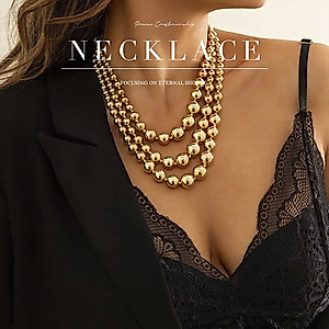 Jovono Chunky Gold Necklaces Beaded Statement Necklace Layered Bib Necklace Accessories for Women