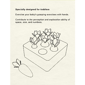 LOOJOY Wooden Toddlers Carrots Toys Shape Size Sorting Matching Puzzles Gripping Action Carrot Harvest Game for Fine Motor Skill