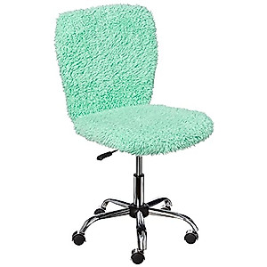 Urban Shop Faux Fur Rolling Task Chair, Mint
