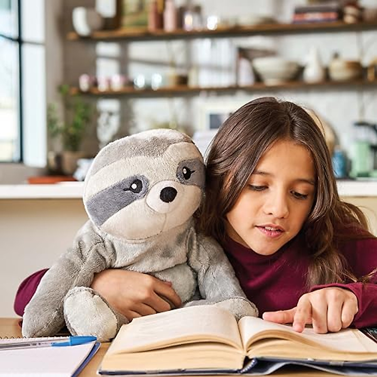 HUGIMALS Sam The Sloth 4.5 lb Heavy Cute Weighted Comfort Plush Large Unscented Self Care Stuffed Animal for All Ages - Kids, Teens and Adults