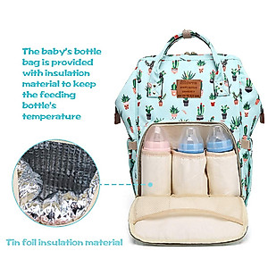 Cactus Green Diaper Bag Backpack Set for Baby Girls Mom, Large Bags with Nappy Pouch Stroller Straps